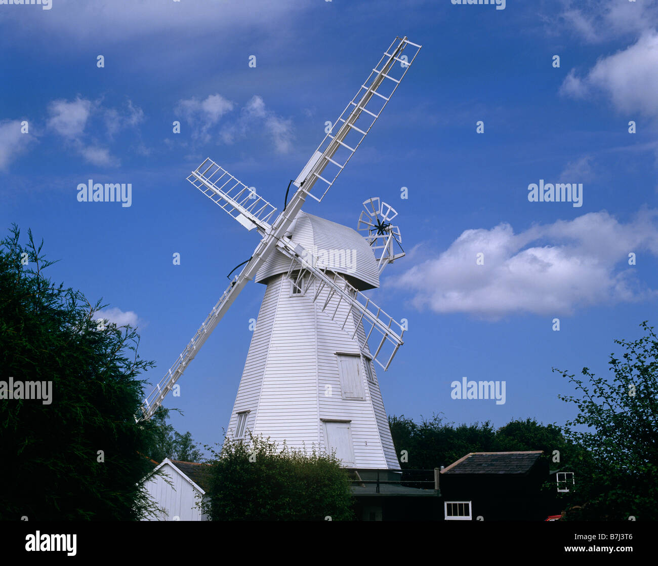 Wooden Post Mill with patent sails Sandwich Kent Stock Photo - Alamy