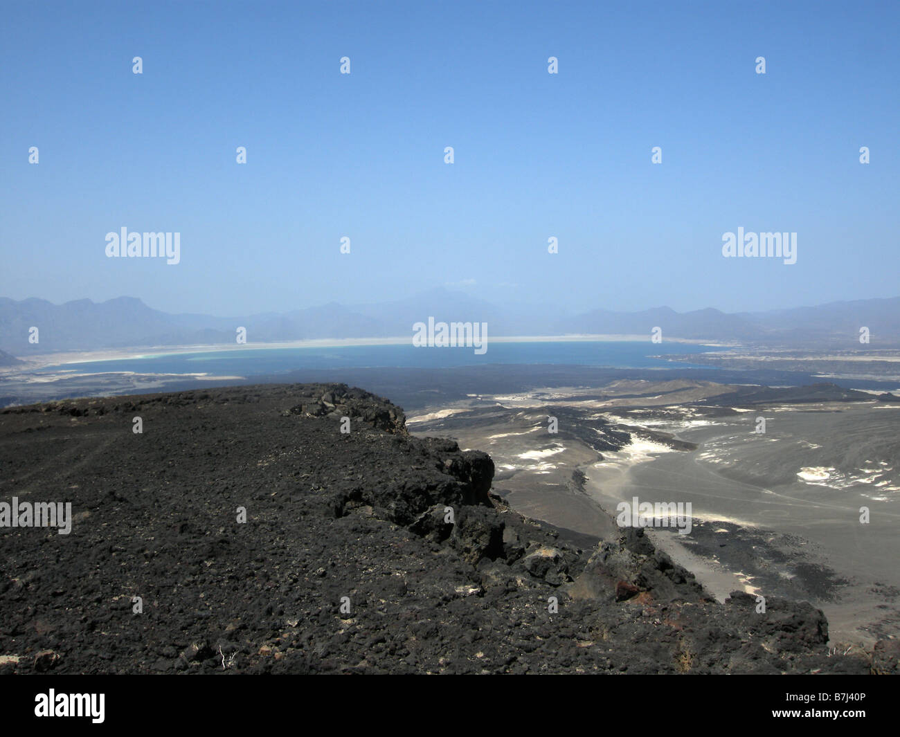 View overlooking Lake Assal, lowest place in Africa and Saltiest Place ...