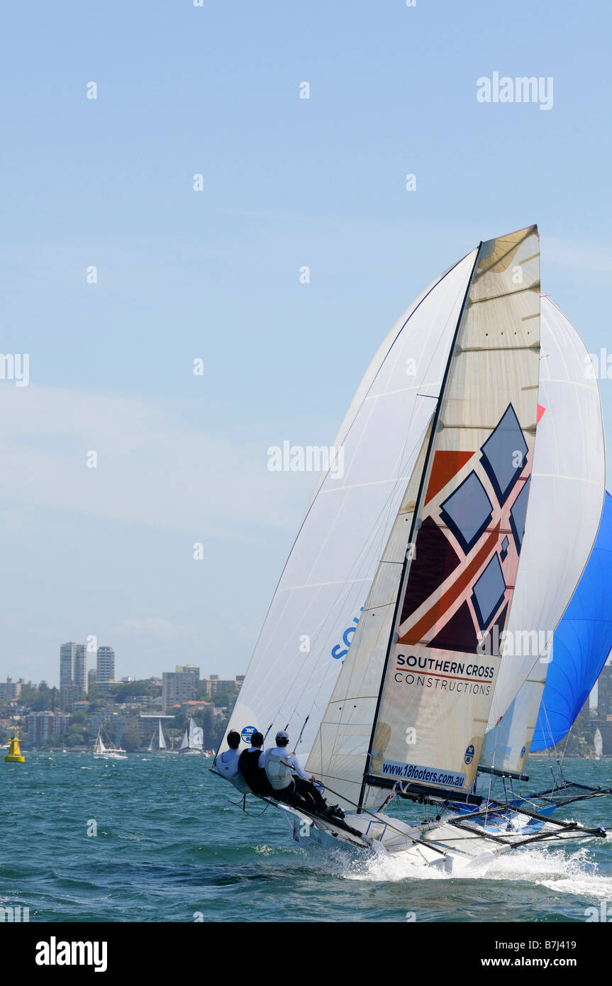 18ft Skiff racing in Sydney harbour Australia boat southern cross ...