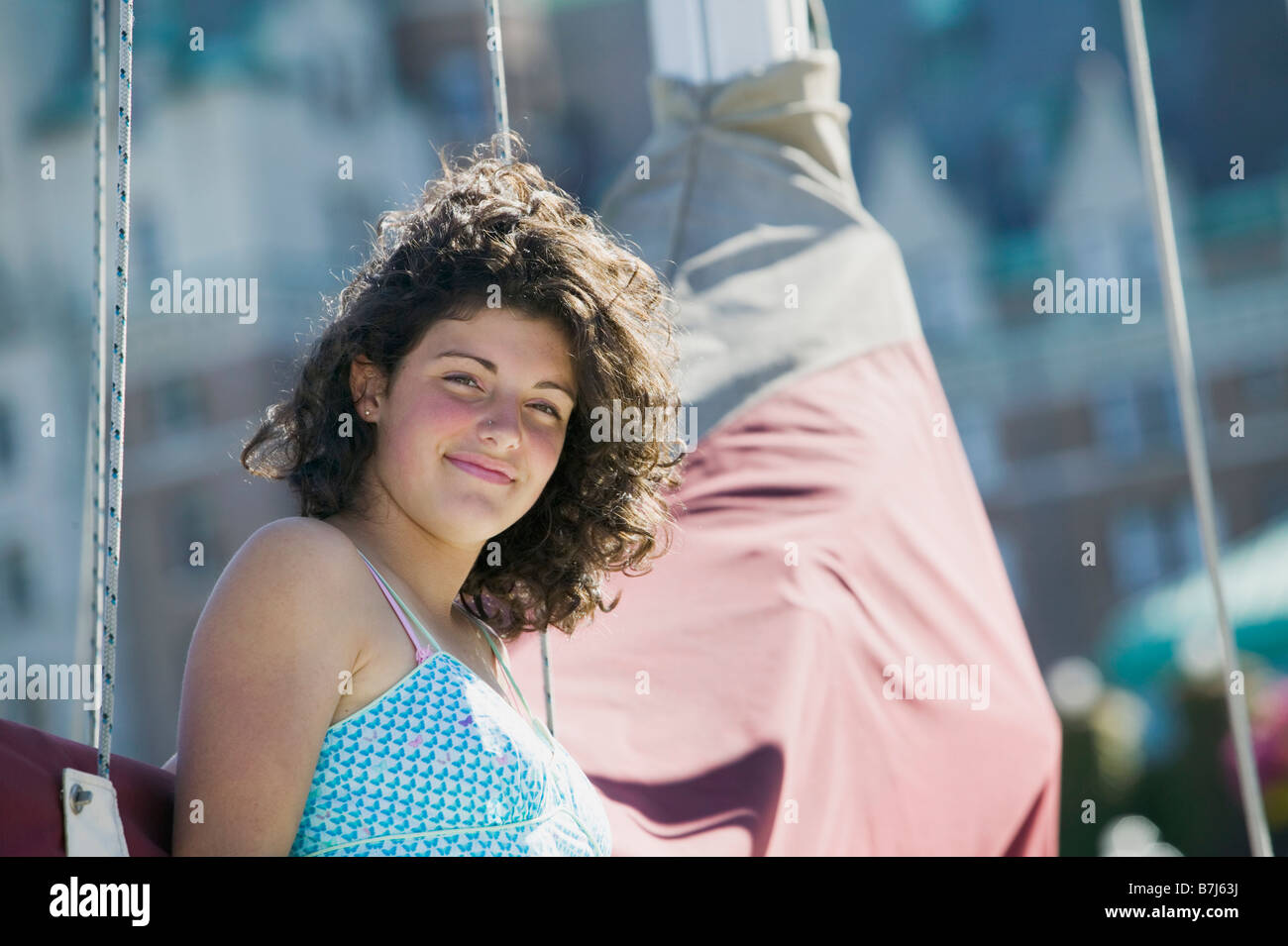 14 Year Old Girl On a Sailboat. Victoria, BC Stock Photo - Alamy