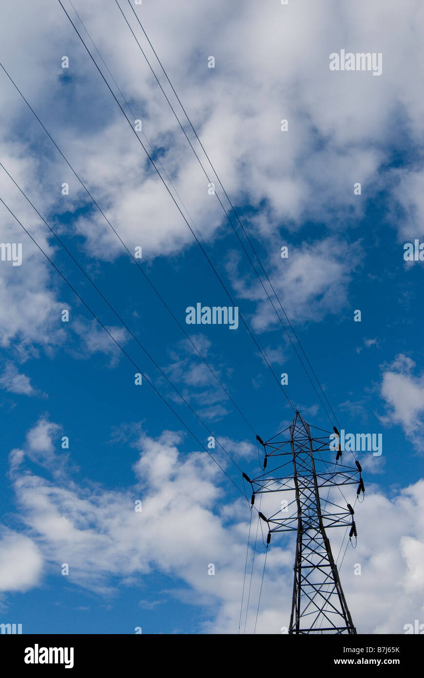 High-Voltage Power lines on a cloudy day, Victoria, BC Stock Photo - Alamy