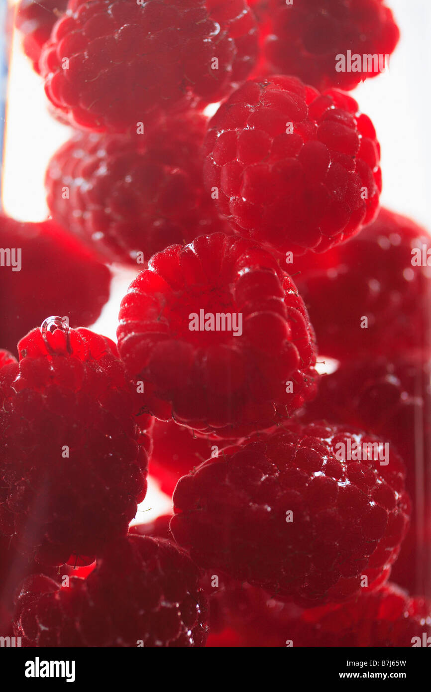 Raspberries floating in water Stock Photo - Alamy