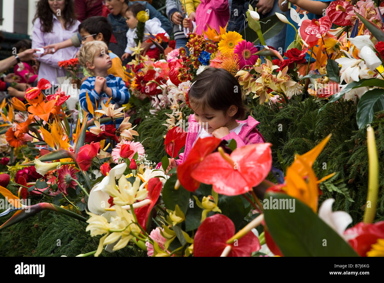 dh Flower Festival FUNCHAL MADEIRA Child on the Wall of Hope placing ...