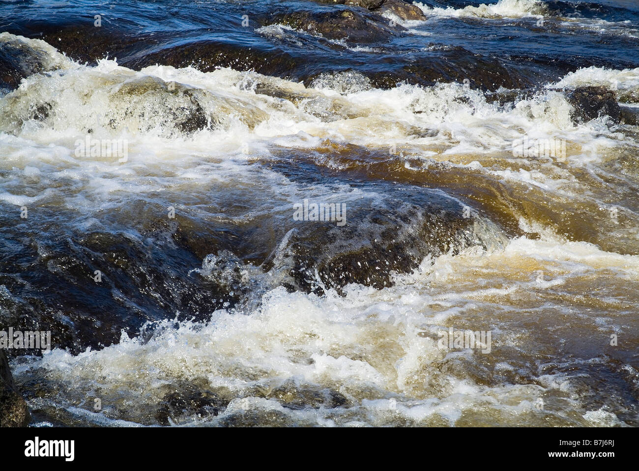 dh WATER UK Fast flowing river water over rock in River Tummel ...
