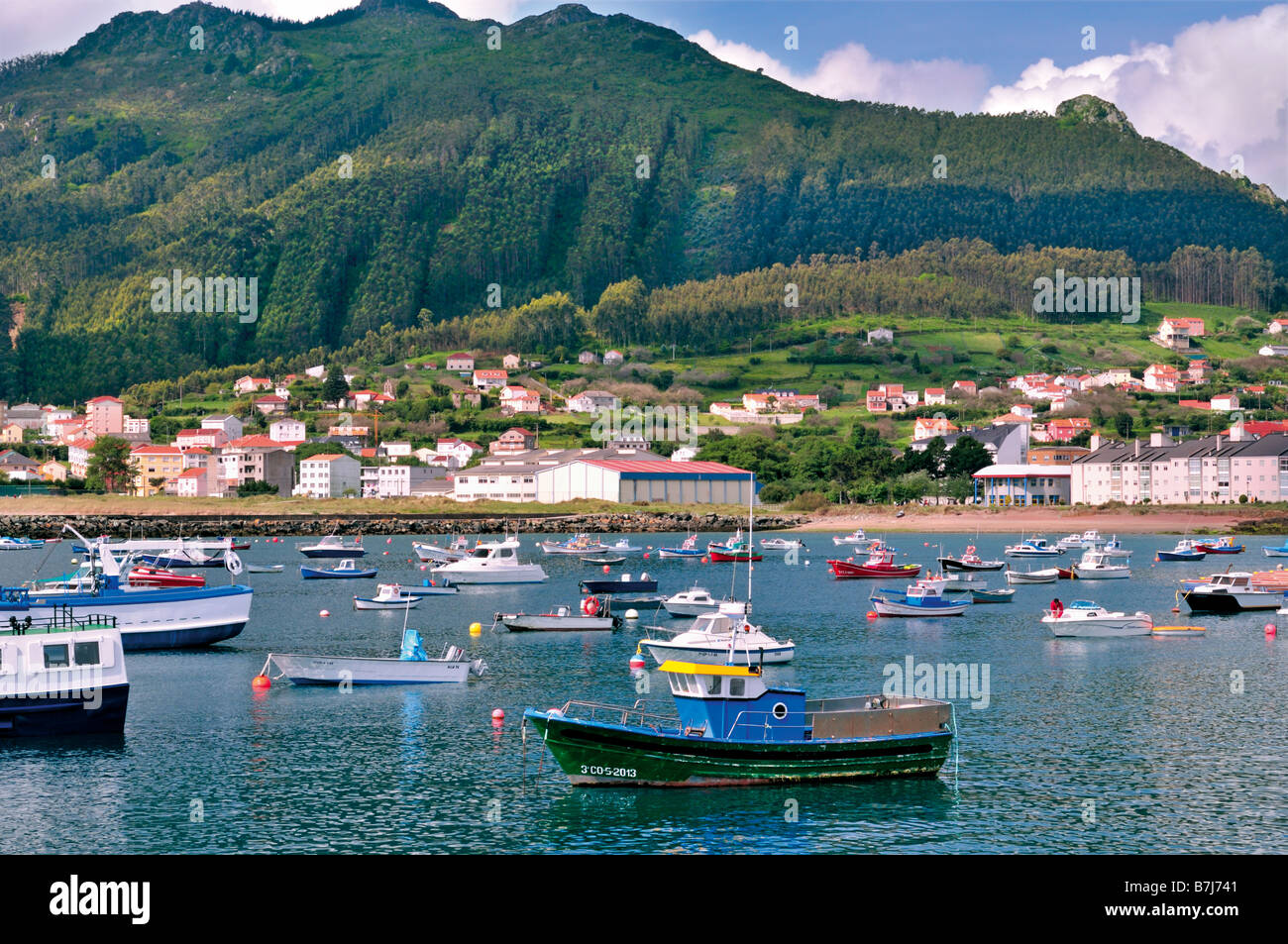 Fisherboats in the harbour of Carino in Galicia, Spain Stock Photo ...