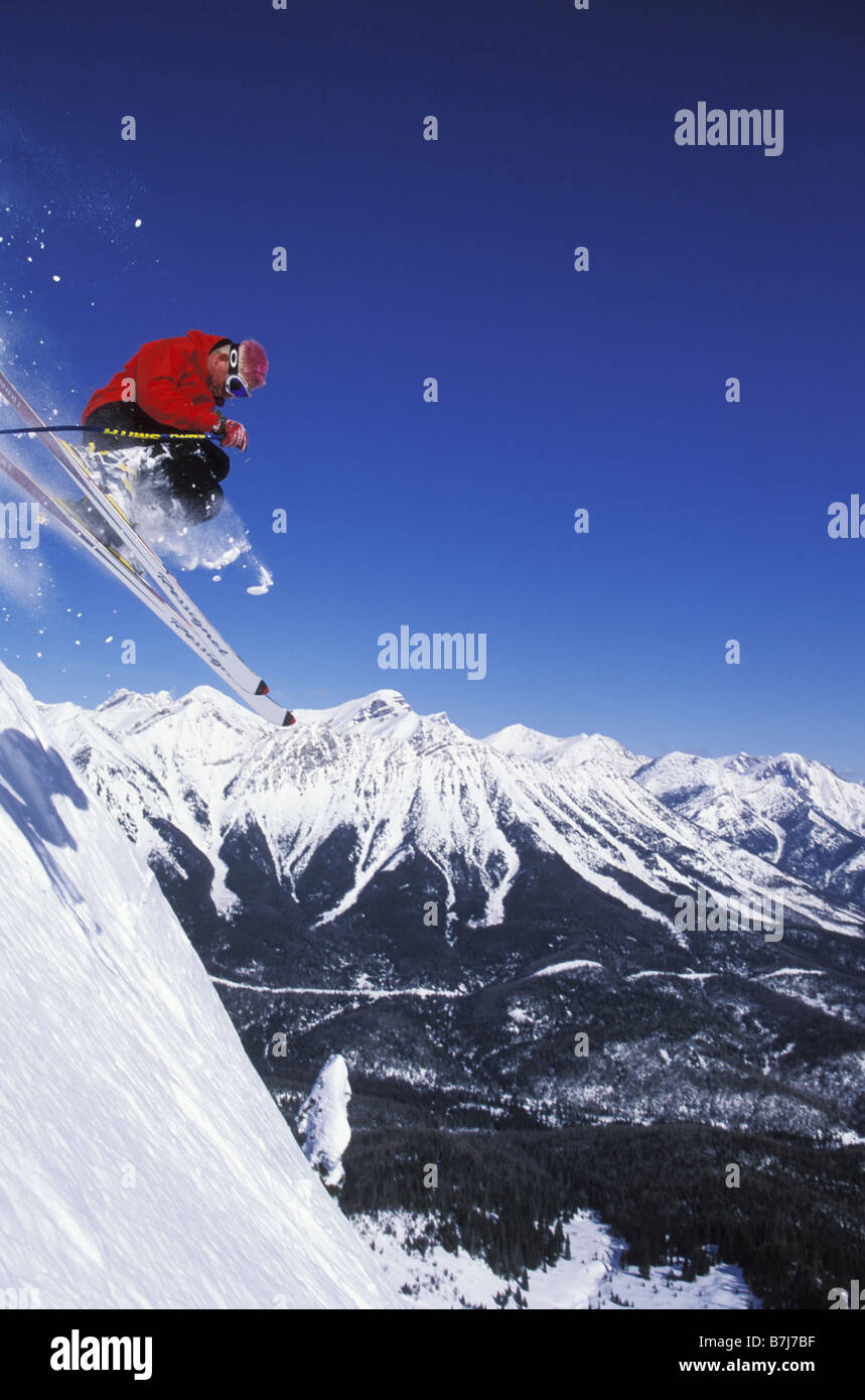 Young man catches air while skiing at Fernie Alpine Resort, Fernie ...