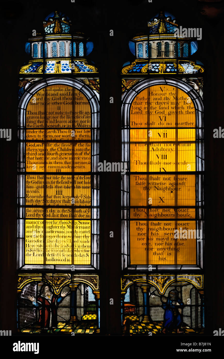 Ten commandments stained glass window hi-res stock photography and ...