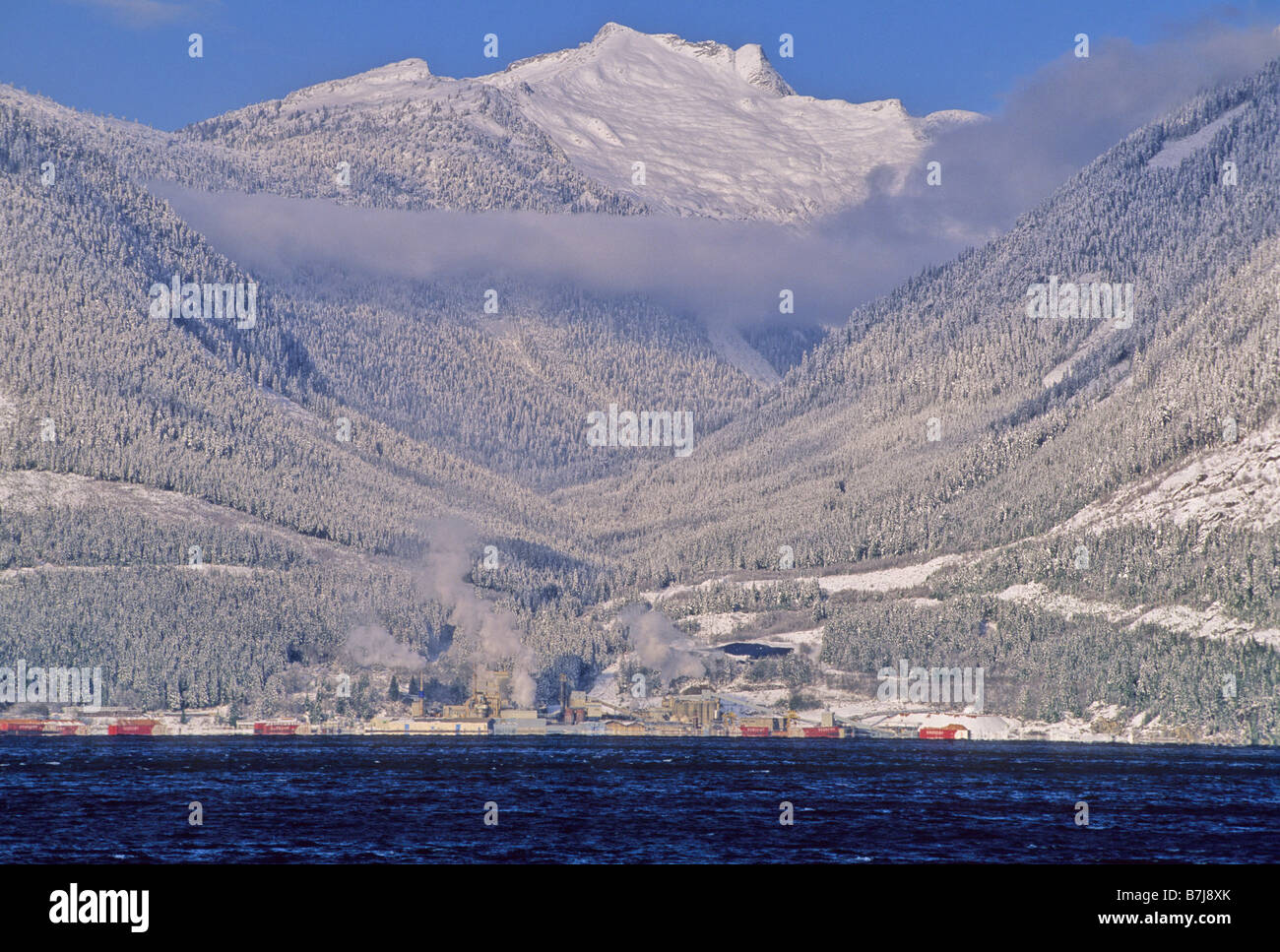 Woodfibre Pulp Mill (closed 2006) in winter snow, Howe Sound Stock ...