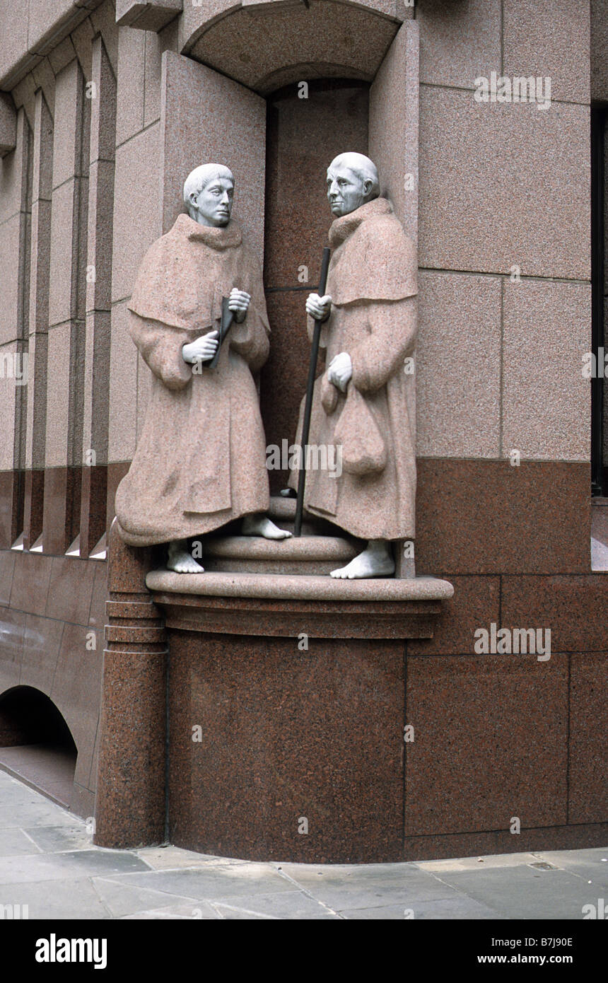 Statue of two friars, on Friary Court, Crutched Friars, London EC3 ...