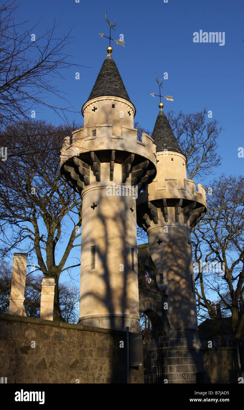towers of ornate gateway University of Aberdeen Scotland January 2009 ...