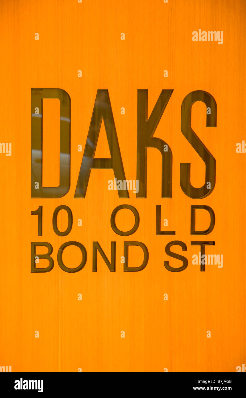 The Daks trademark on the shop front of the 10 Old Bond Street branch ...
