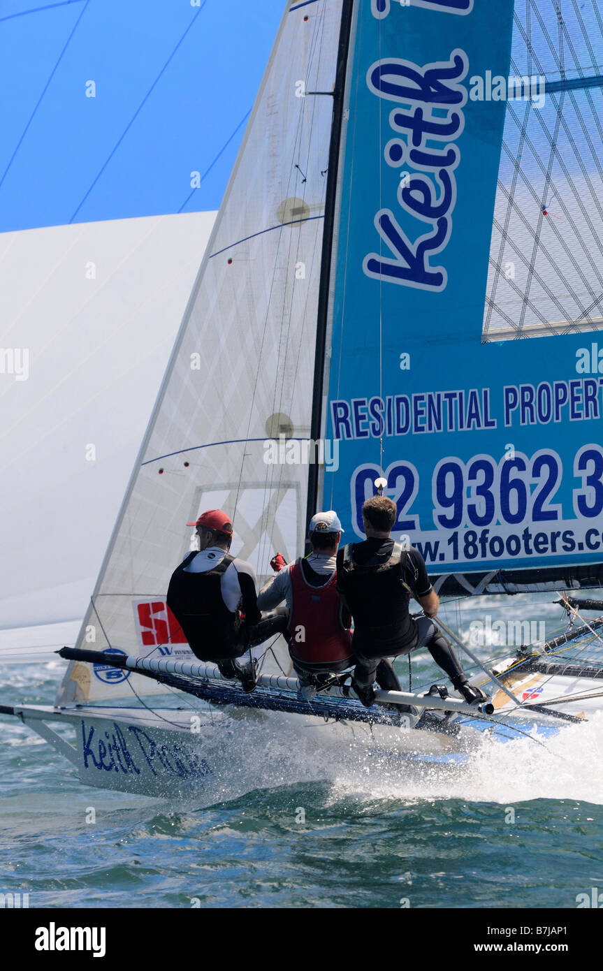 18ft Skiff racing in Sydney harbour Australia Keith Piggot sailing ...