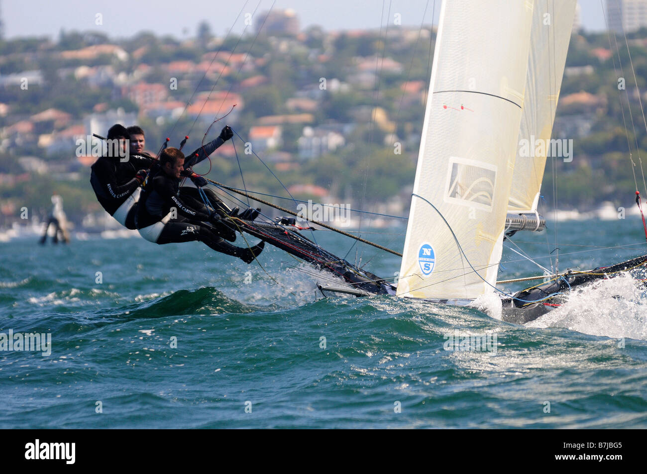 18ft Skiff racing in Sydney harbour australia Stock Photo - Alamy