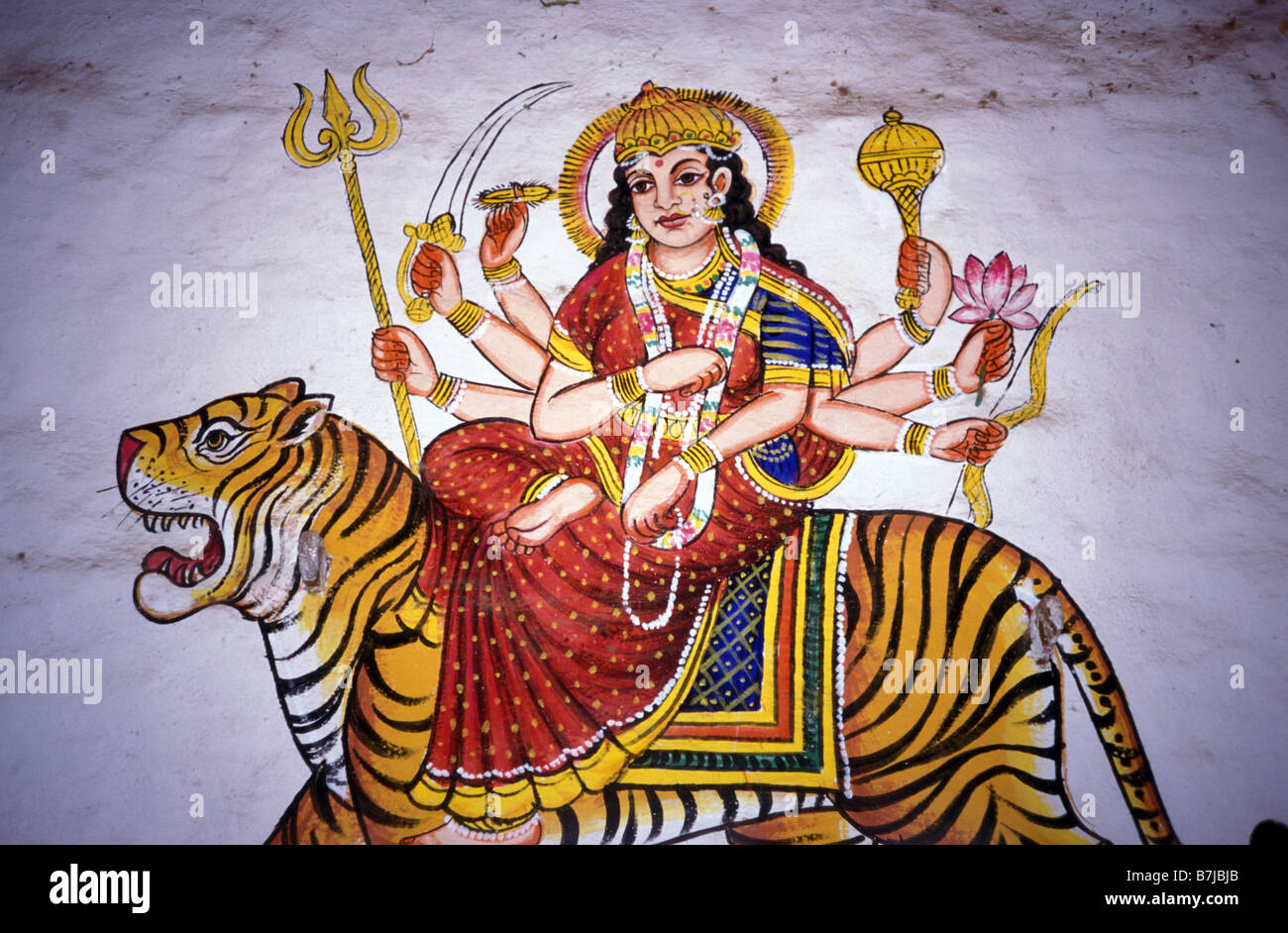 Hindu wall mural cultural village Udaipur Rajasthan India Stock Photo ...