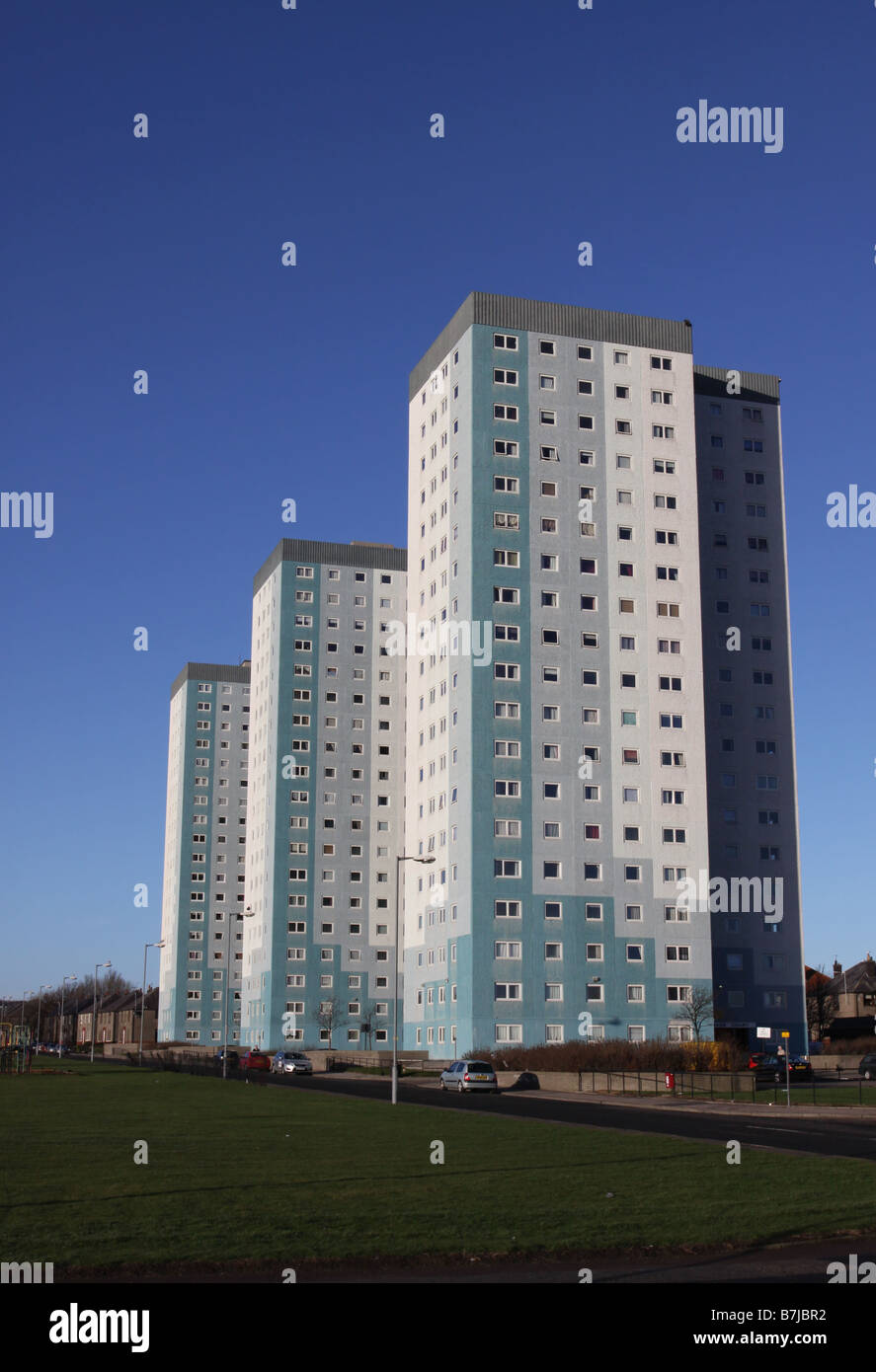 council housing residential tower blocks in Aberdeen, Scotland January ...