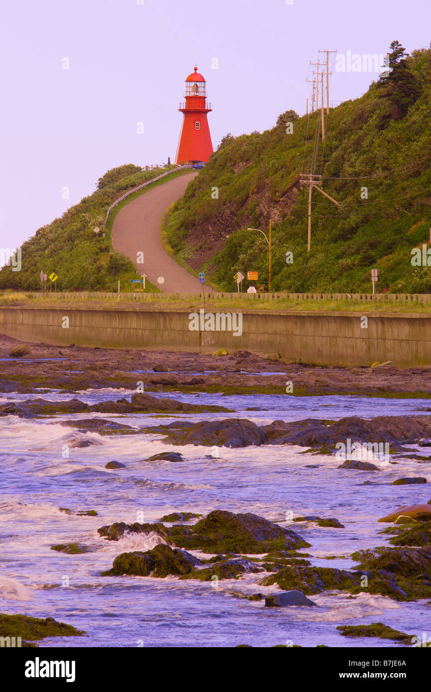 View of St.Lawrence river, road 132 and La Martre lighthouse Stock ...