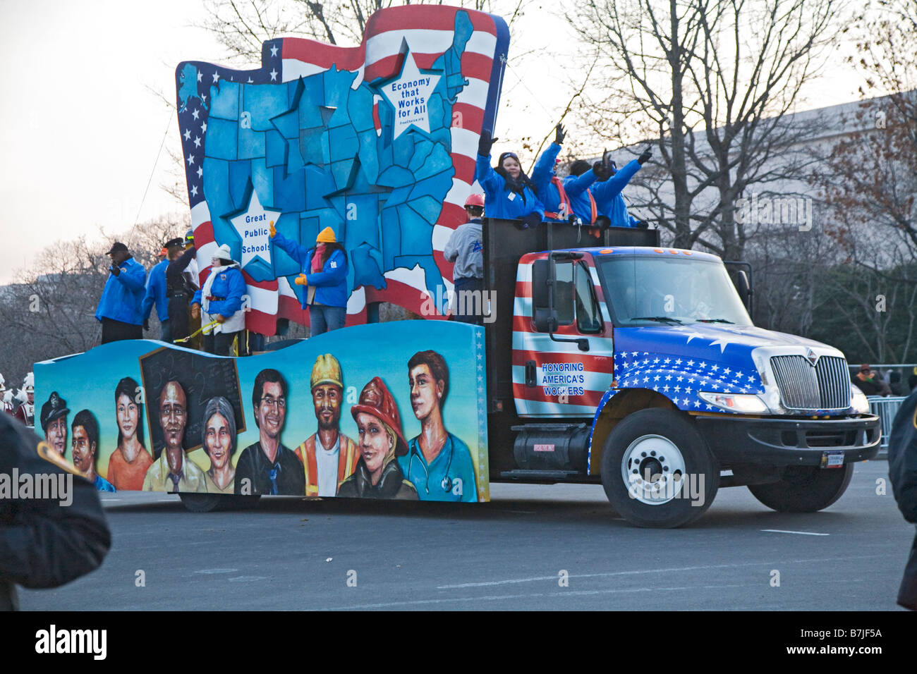 Labor Float in Obama Inaugural Parade Stock Photo - Alamy