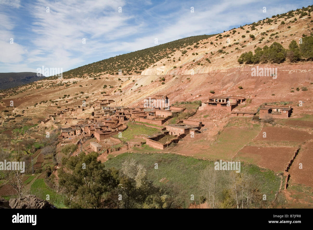 Morocco North Africa December Looking across to typical mud huts of a ...