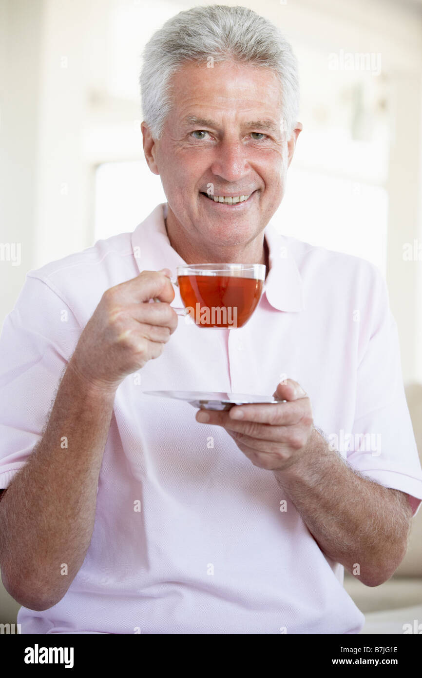 Middle Aged Man Drinking Tea Stock Photo - Alamy