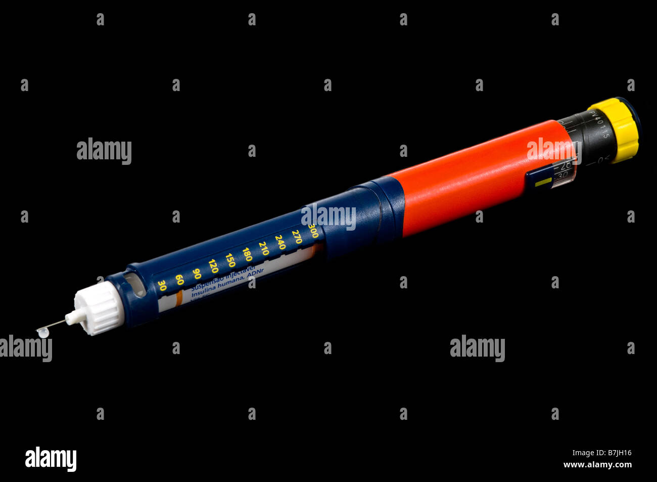Horizontal macro close up of a Diabetic subcutaneous injection or pen ...