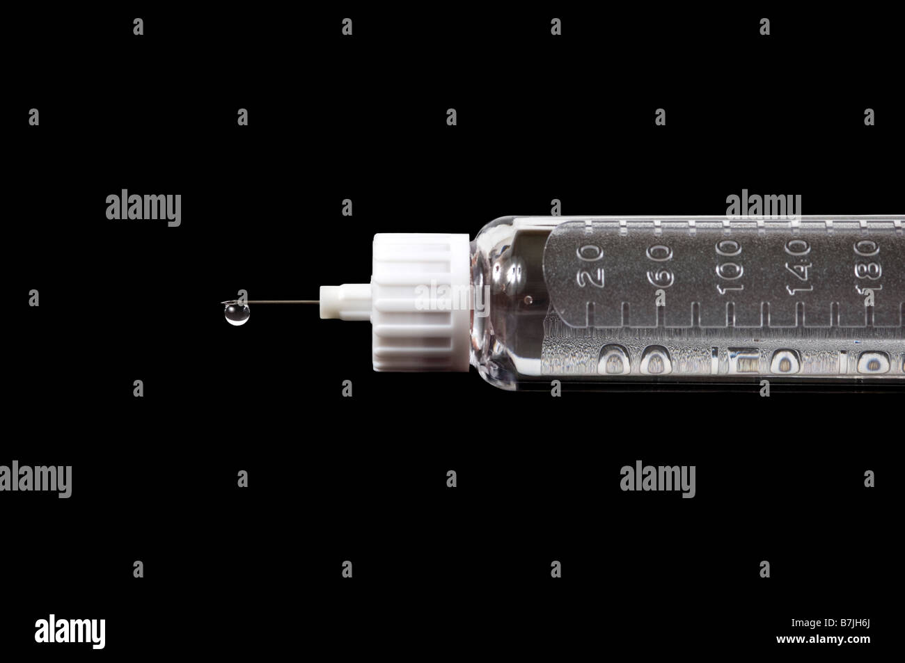 Horizontal macro close up of the tip of a needle on a syringe ...