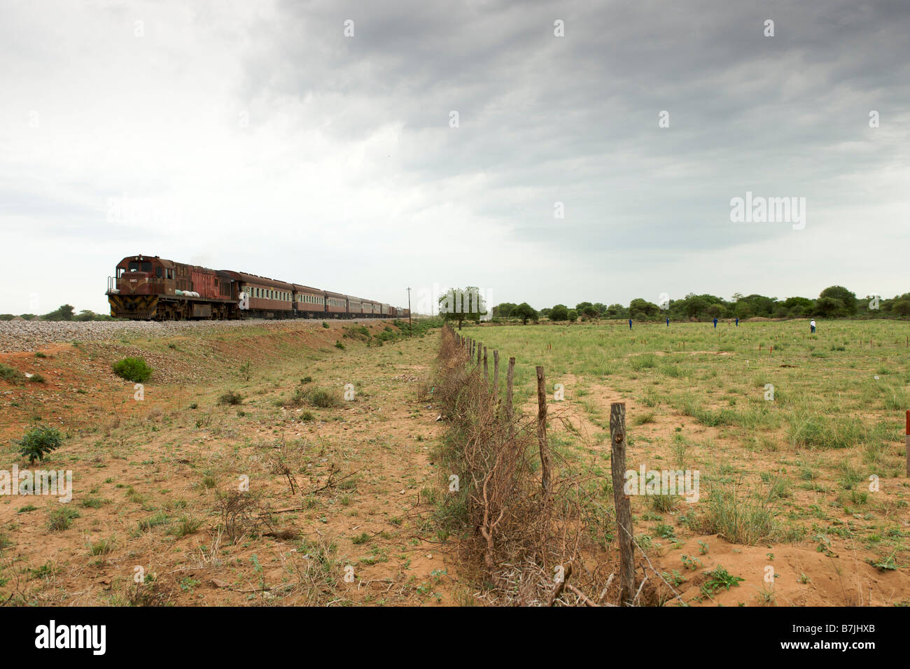 Train on the railway line running between Maputo and Zimbabwe through ...