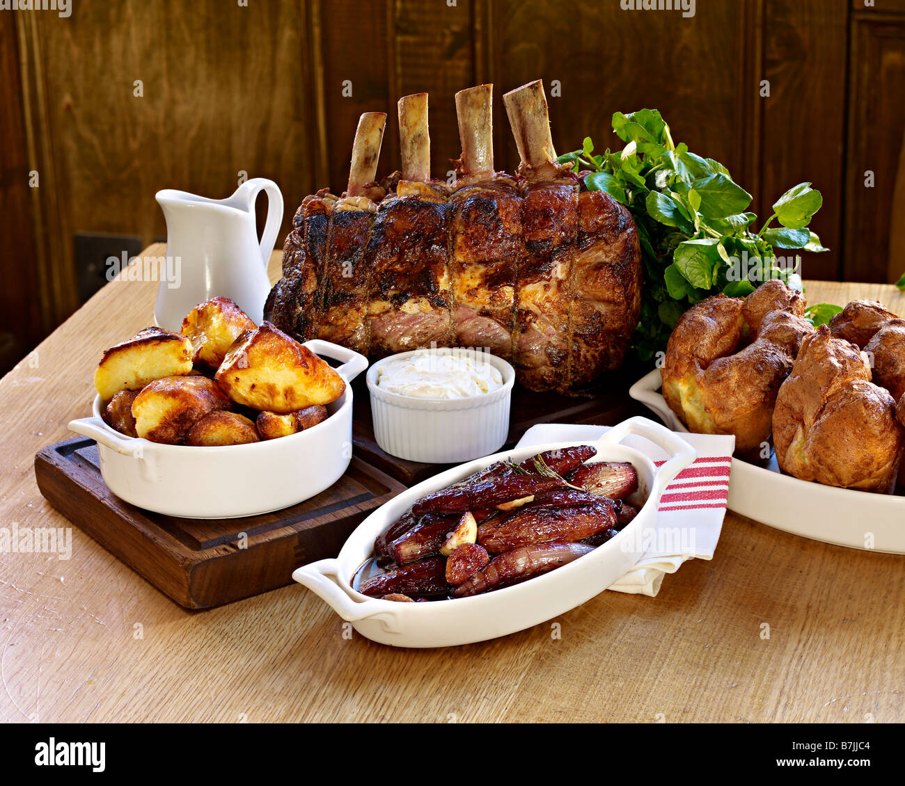 roast rib of beef sunday lunch Stock Photo - Alamy