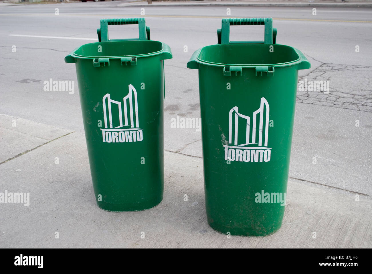 Recycling bins for compostable waste, Toronto; Canada, Ontario Stock ...
