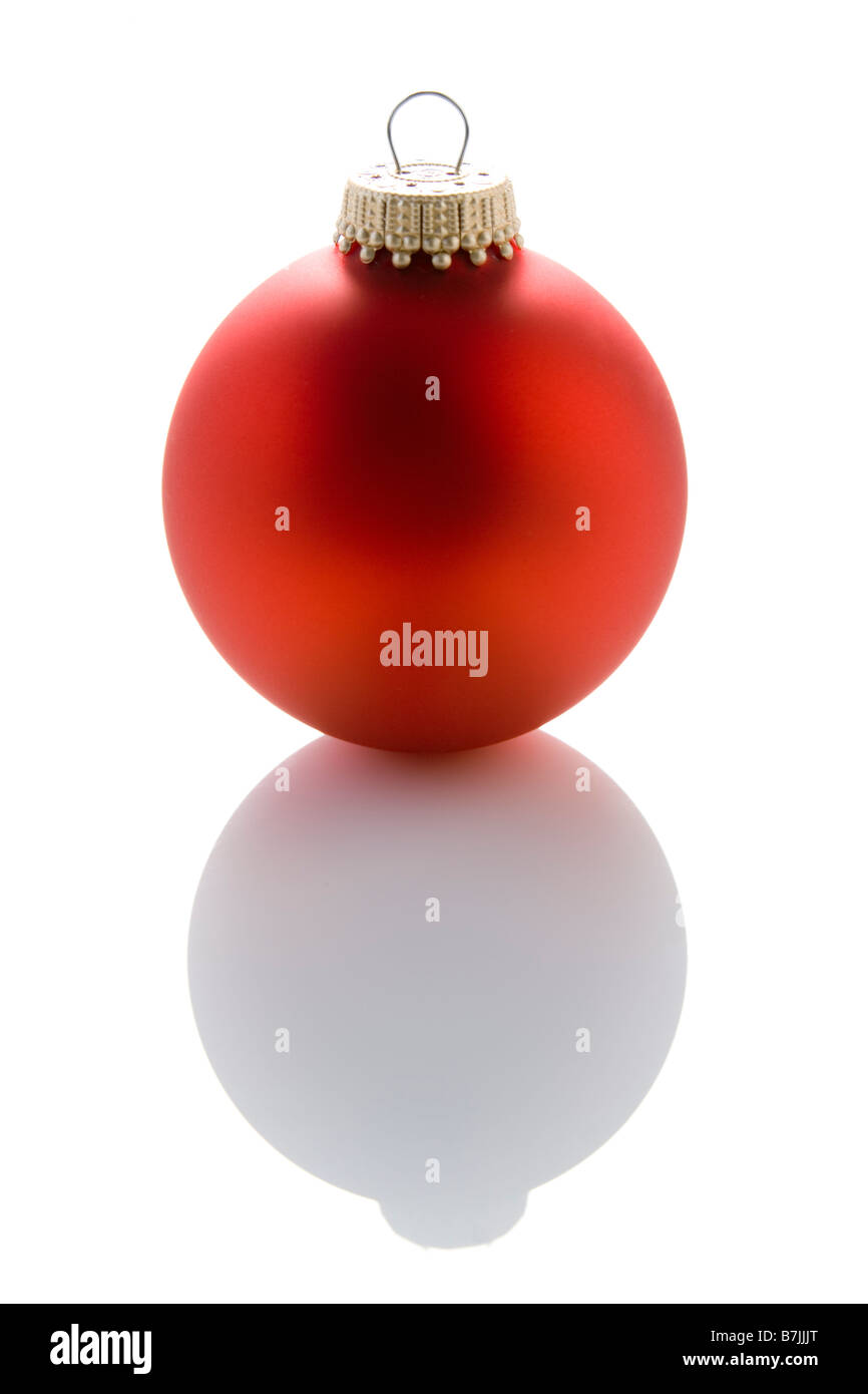 Single Red Christmas Tree Bauble On White Background Stock Photo - Alamy