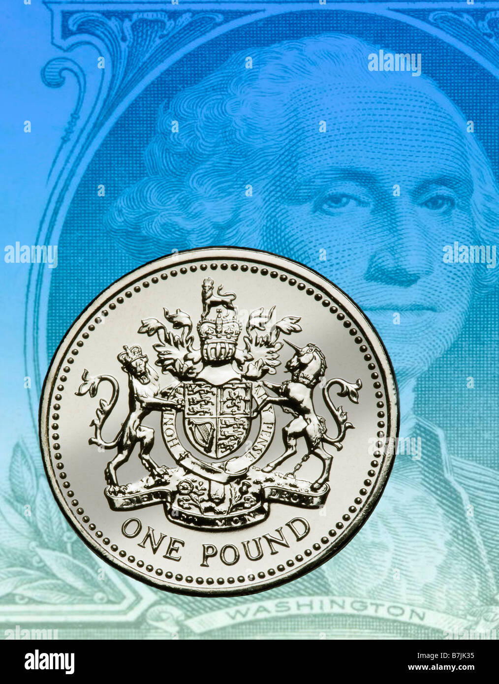 British Pound Coin and US Dollar Bill Stock Photo - Alamy