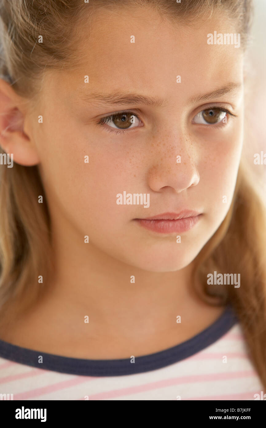 Portrait Of Girl Frowning Stock Photo - Alamy