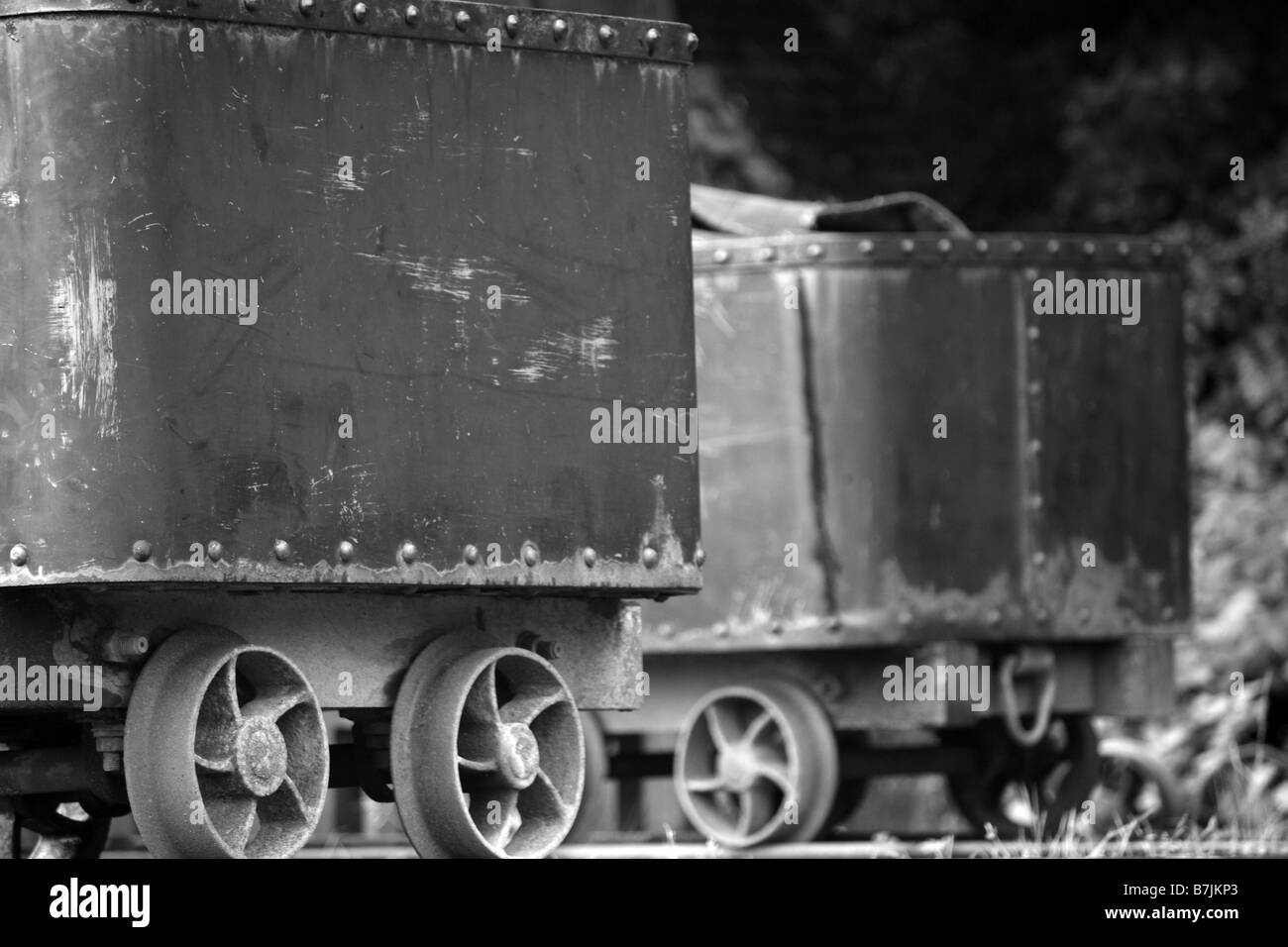 Two coal mining carts Stock Photo - Alamy
