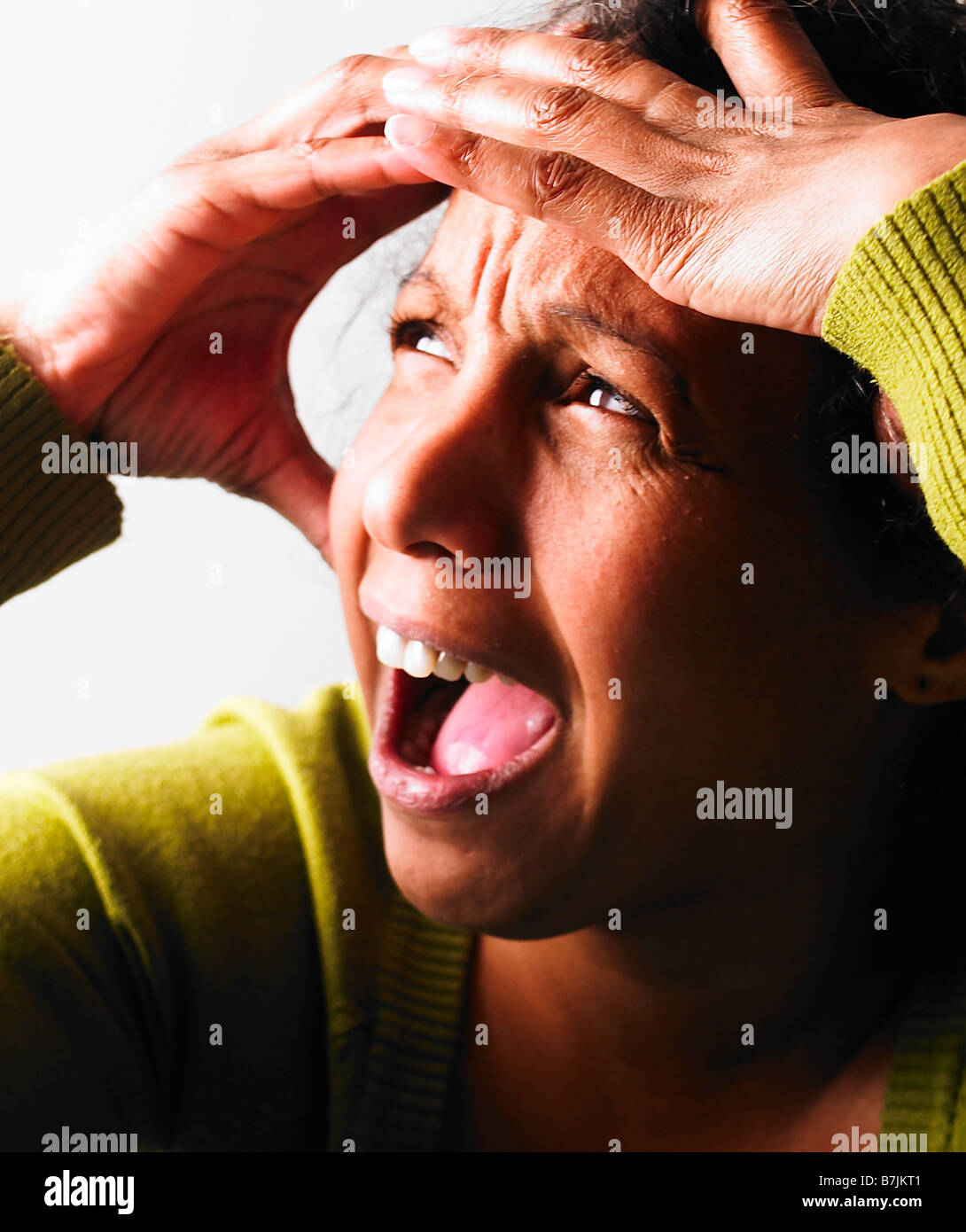 Female, mid thirties, suffering from depression, anguish Stock Photo ...