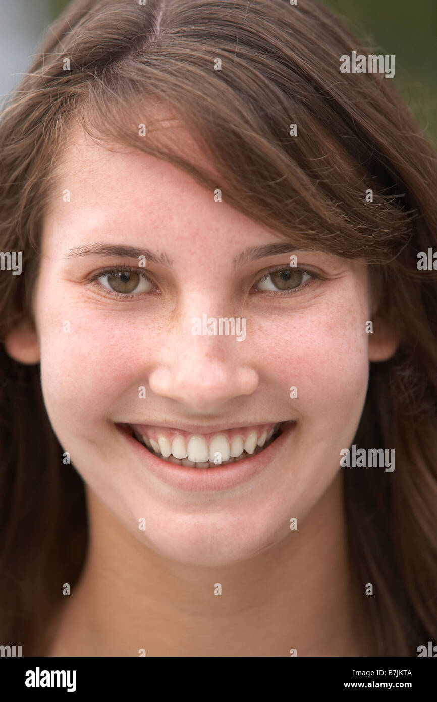 Portrait Of Teenage Girl Smiling Stock Photo - Alamy