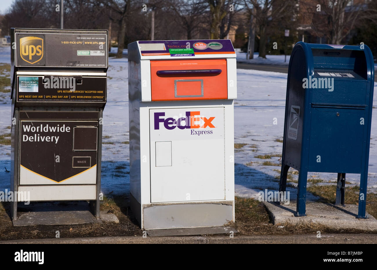 Drop boxes for package delivery Stock Photo - Alamy