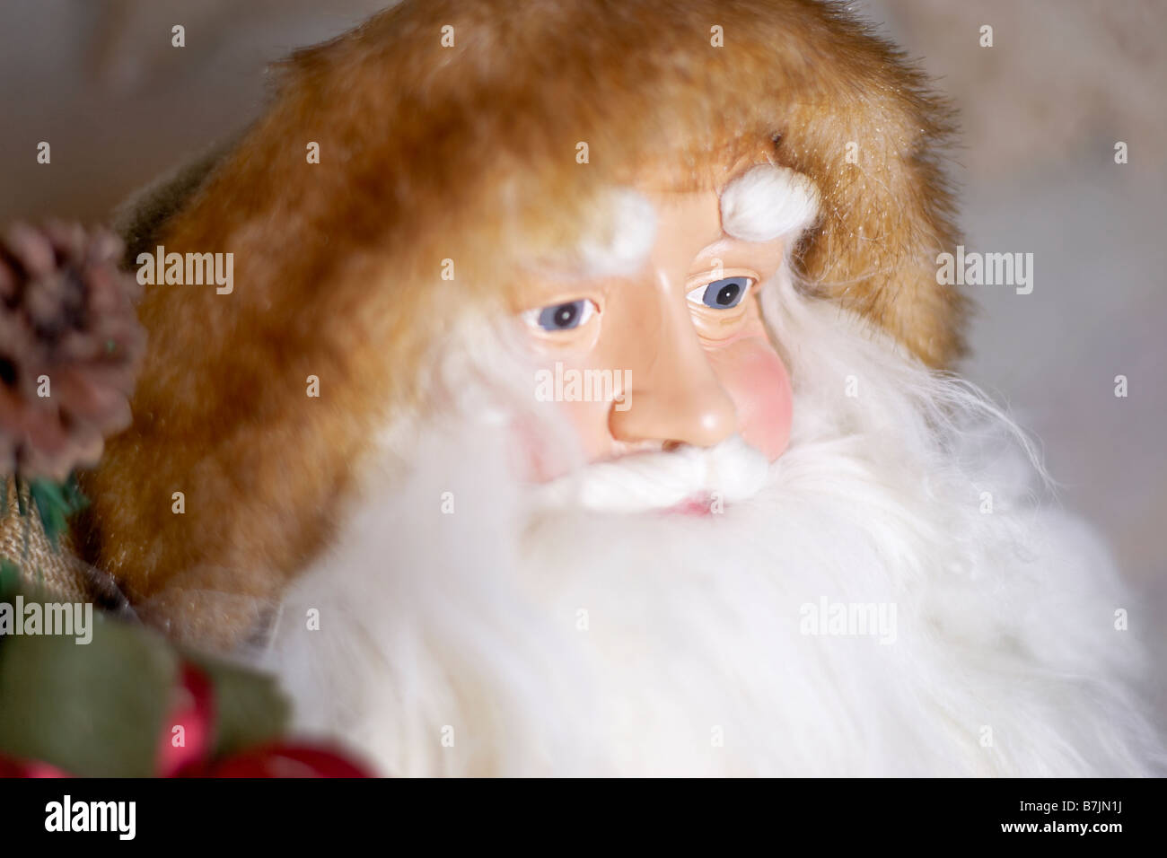 Detail of the face of a Santa Claus doll, Canada, Ontario Stock Photo ...