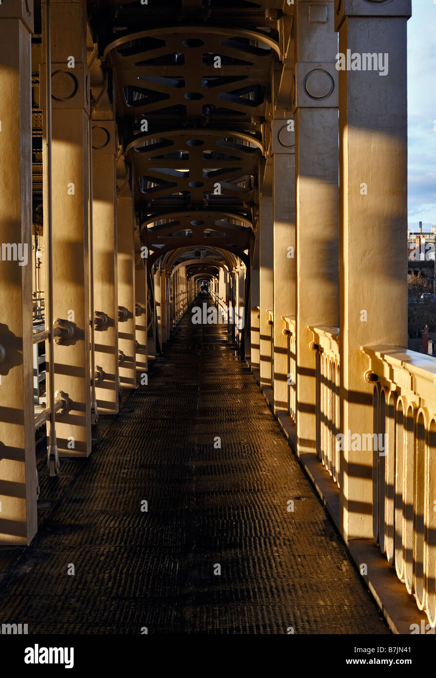 Pedestrian walkway on High Level Bridge between Newcastle and Gateshead ...