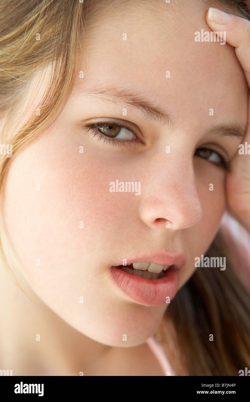 Portrait Of Teenage Girl Looking Frustrated Stock Photo - Alamy