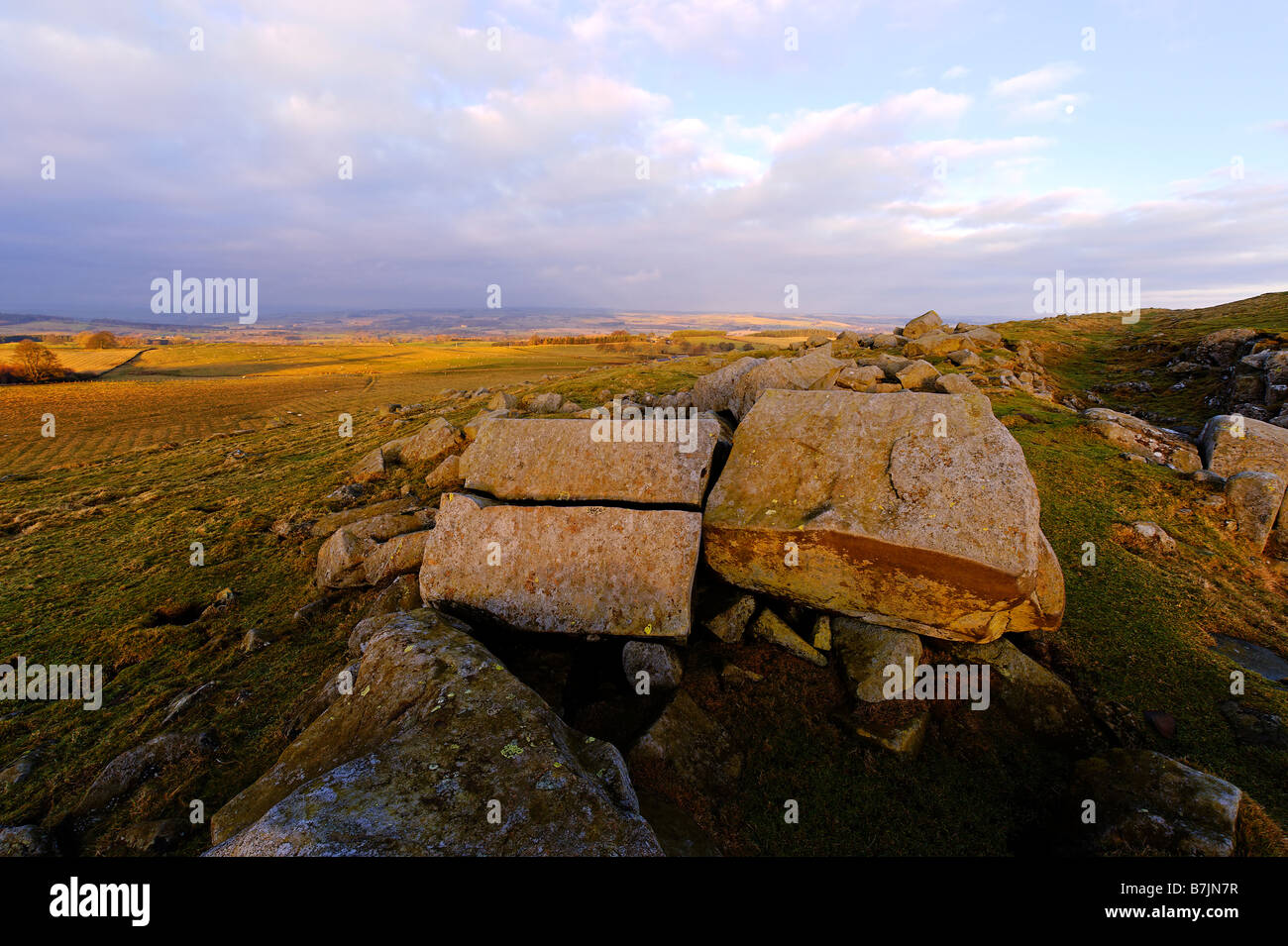 Remains of Roman workings at Limestone Corner on Hadrian's Wall Stock ...