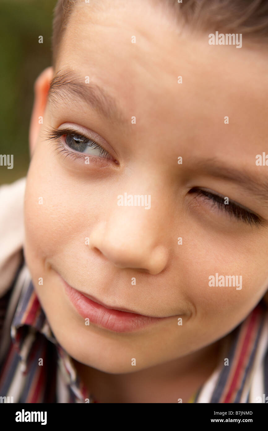 Portrait Of Boy Looking Hopeful Stock Photo - Alamy