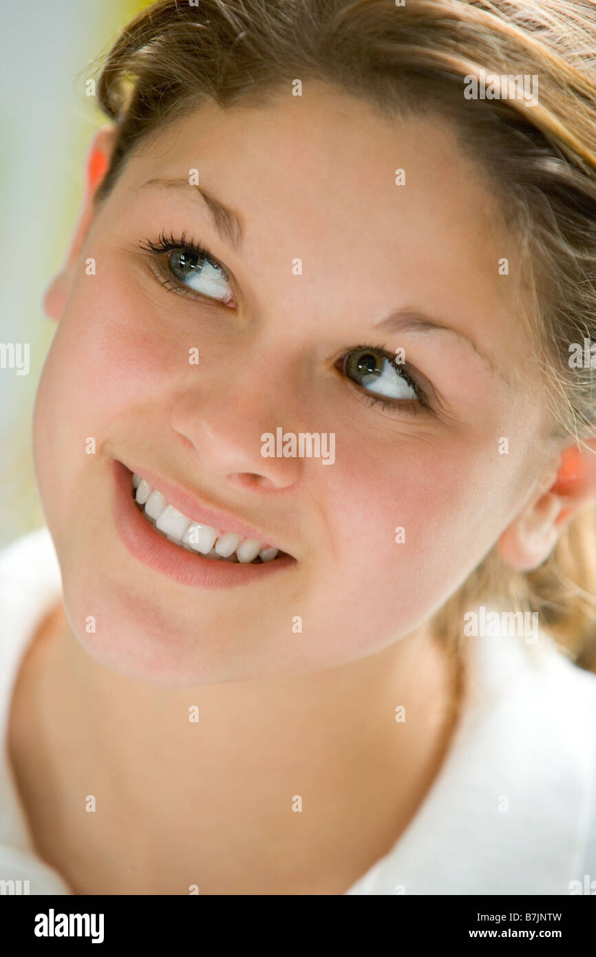 Portrait Of Teenage Girl Smiling Stock Photo - Alamy