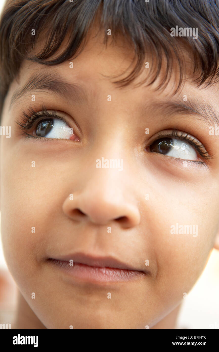 Portrait Of Boy Thinking Stock Photo - Alamy