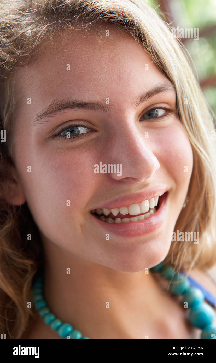 Portrait Of Teenage Girl Smiling Stock Photo - Alamy