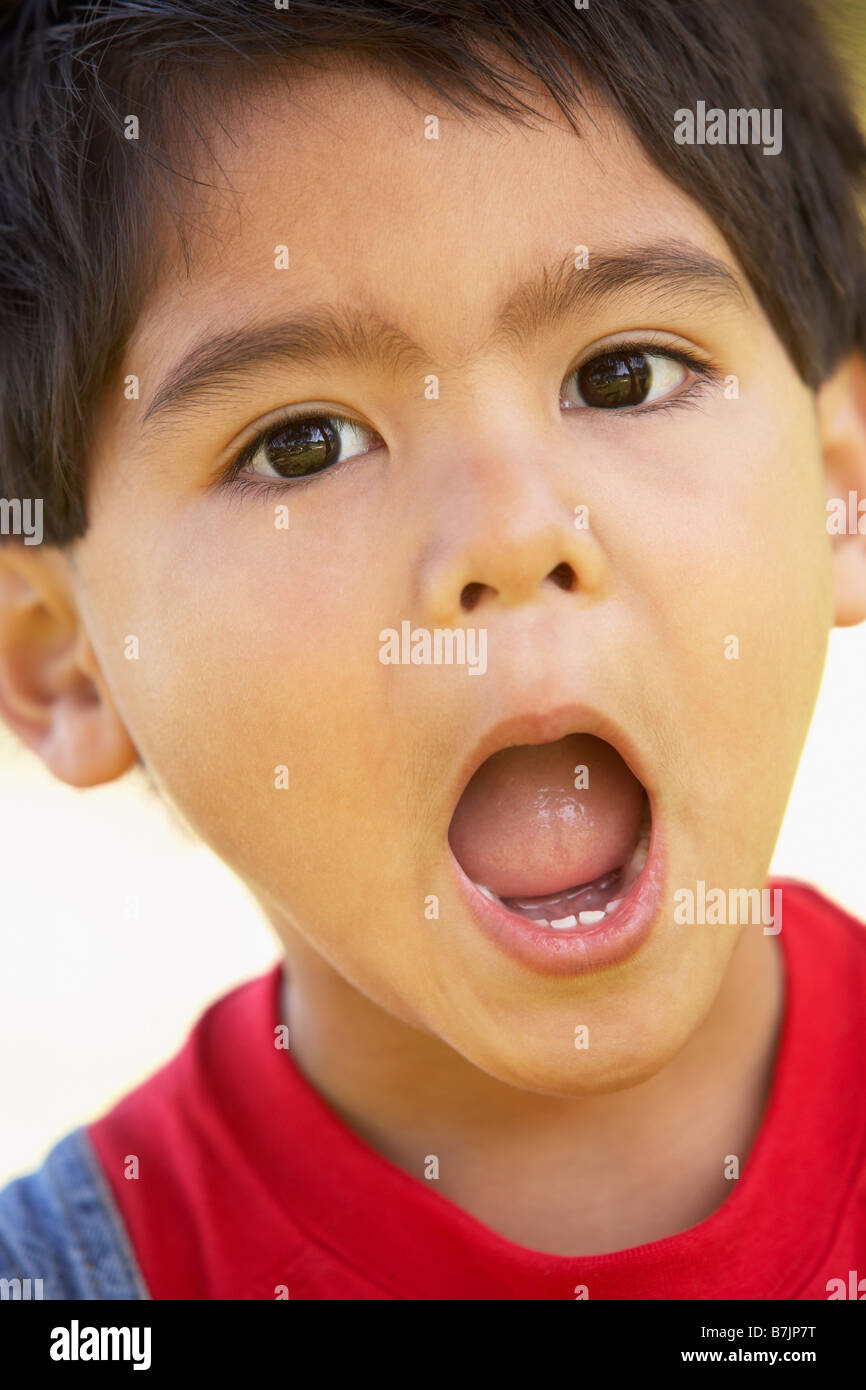 Portrait Of Boy Looking Surprised Stock Photo - Alamy