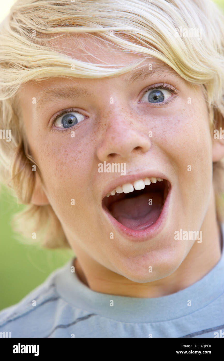 Portrait Of Teenage Boy Looking Excited Stock Photo - Alamy