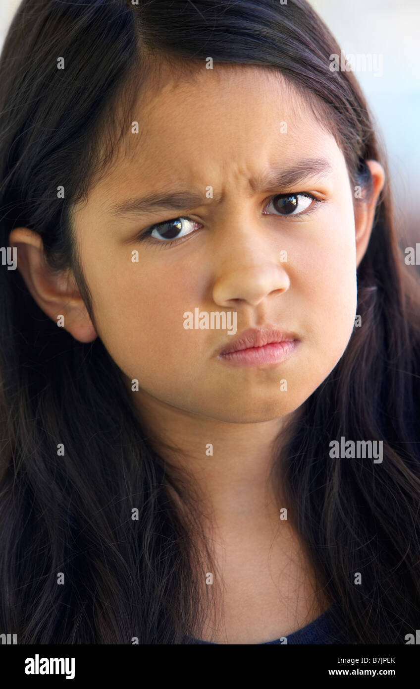 Portrait Of Girl Frowning Stock Photo - Alamy