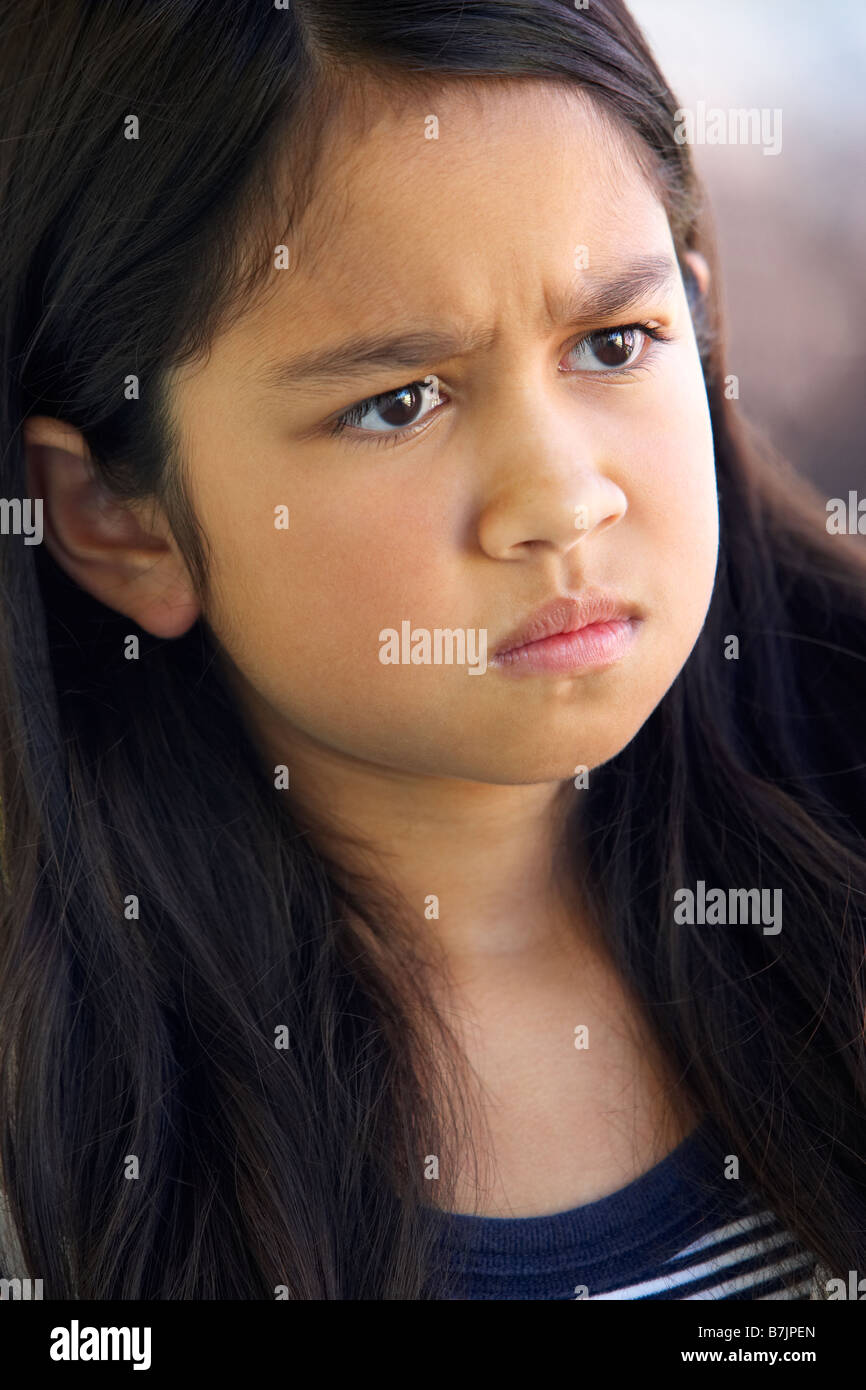 Portrait Of Girl Frowning Stock Photo - Alamy