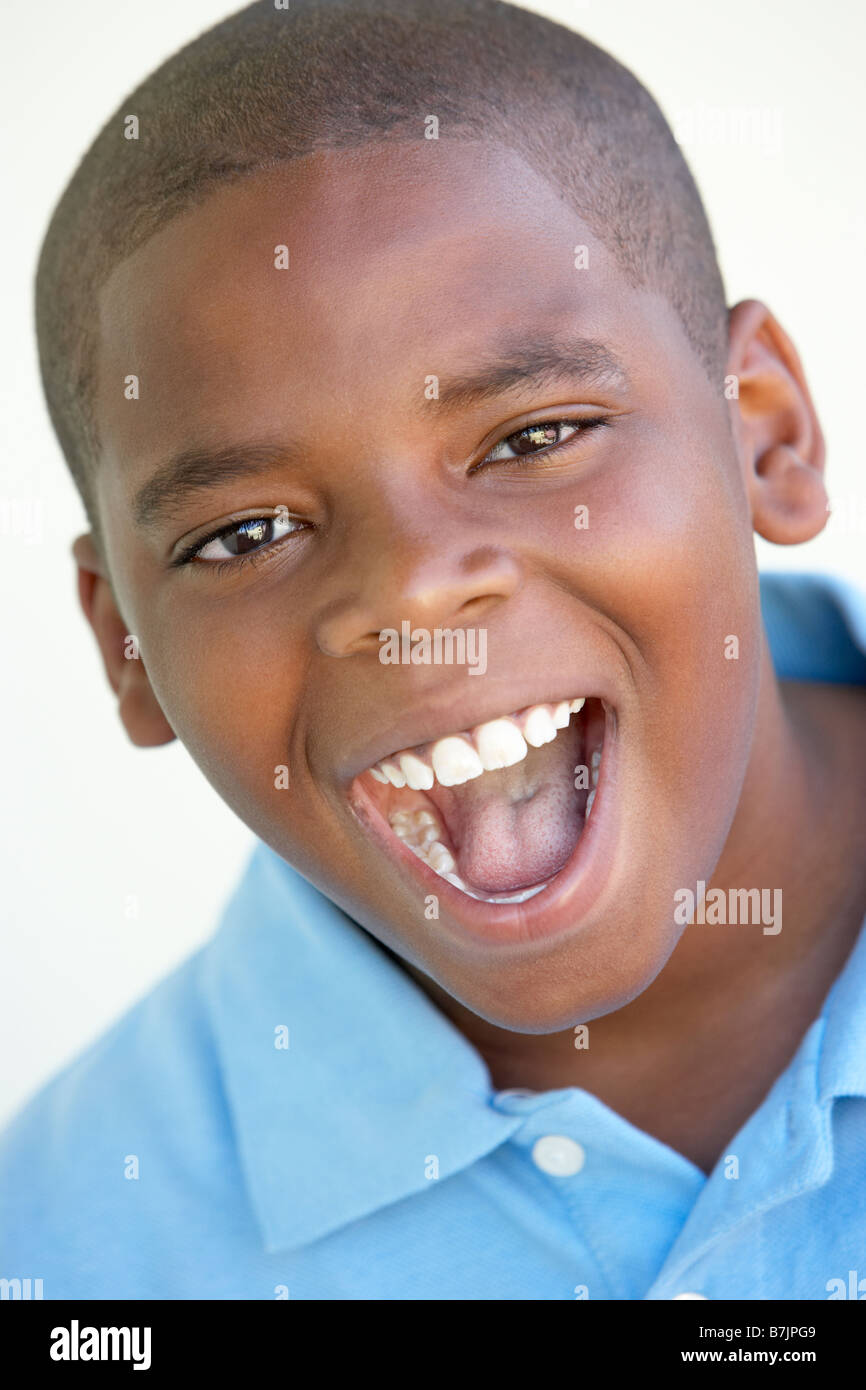 Portrait Of Boy Looking Excited Stock Photo - Alamy