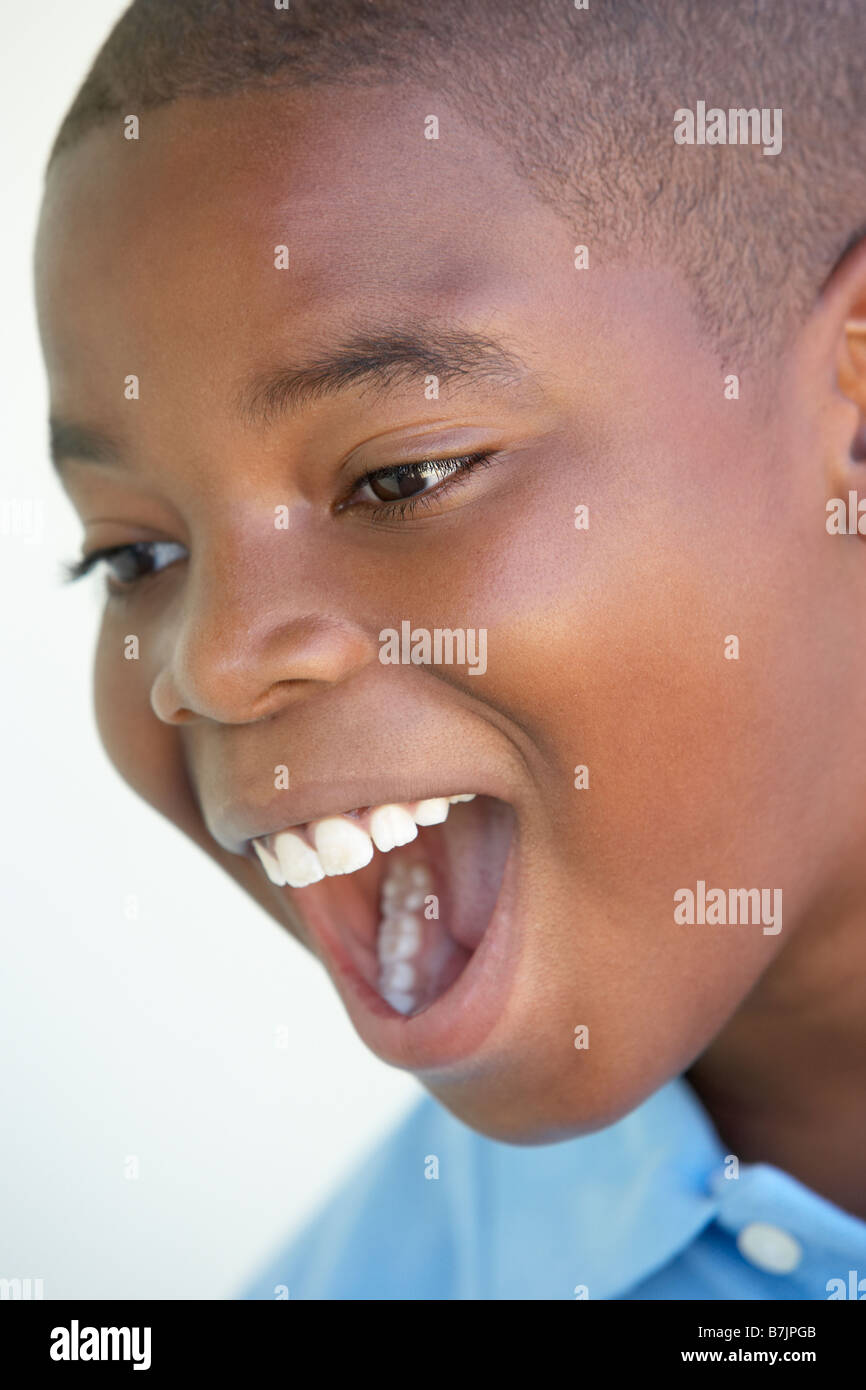 Portrait Of Boy Looking Excited Stock Photo - Alamy