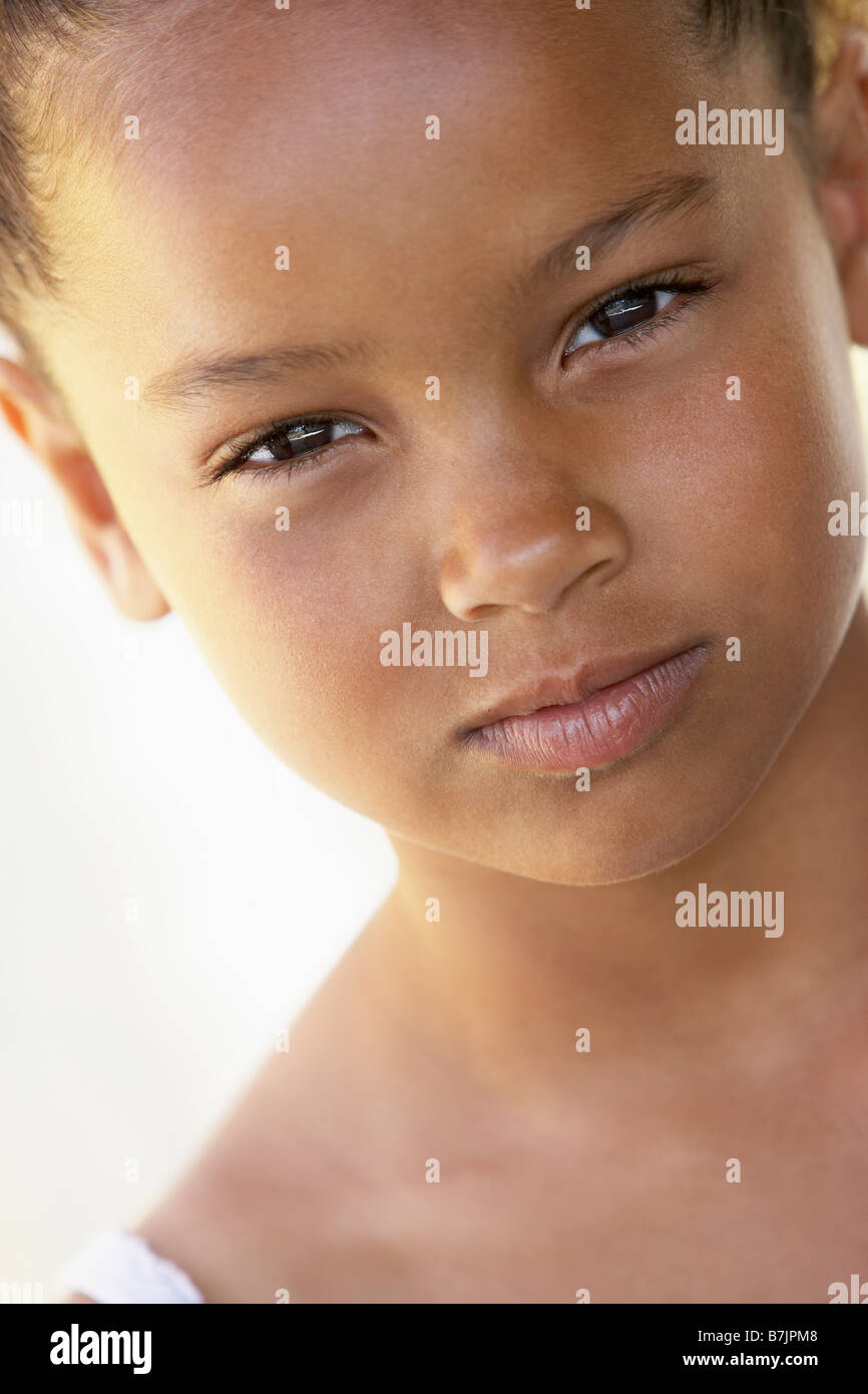 Portrait Of Girl Looking Angry Stock Photo - Alamy